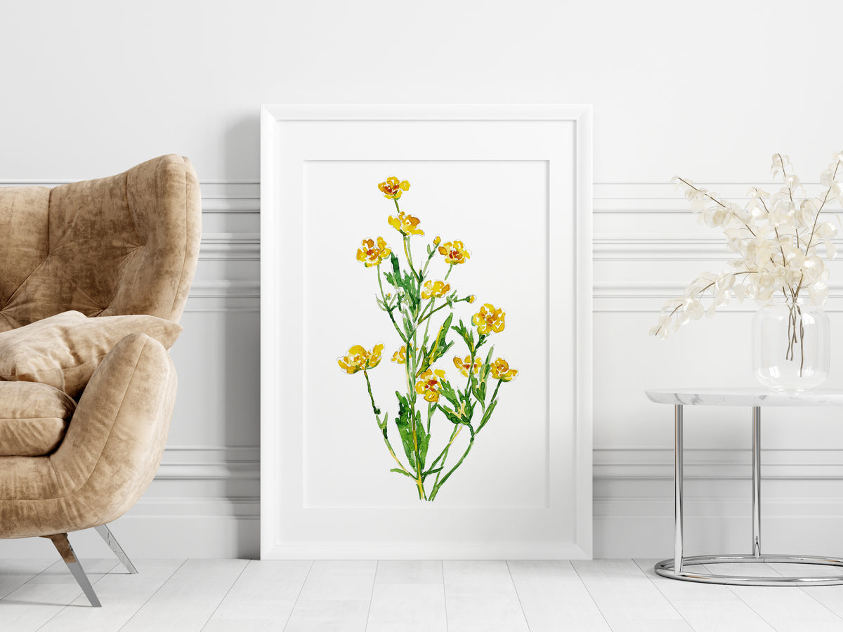 Buttercup flower painting abstract watercolor – Goodfairyart ...